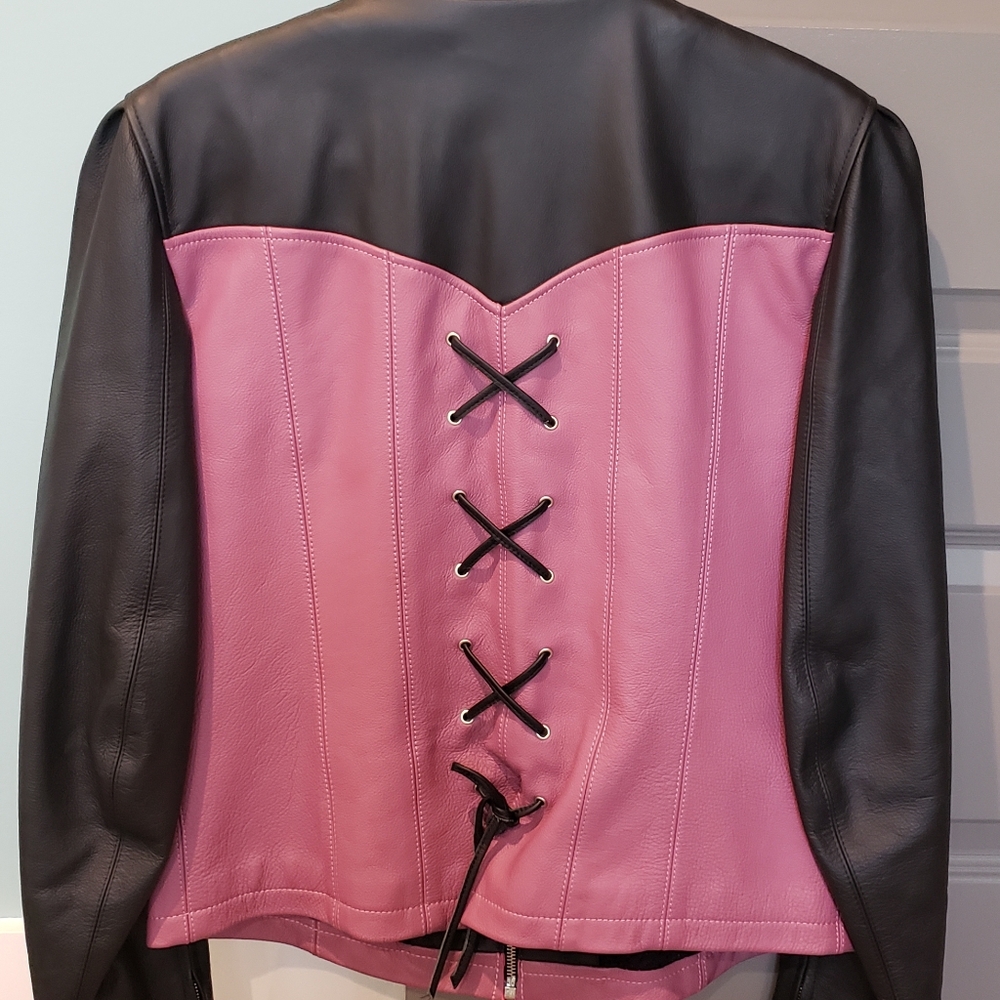 Leather Jacket With Feminine Detailing - Gem